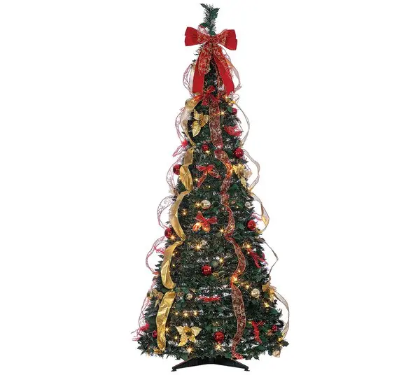 GERSON INTERNATIONAL 6' Pop Up Pre-lit Green Decorated Pine Tree Gerson Co