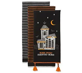 DESIGN IMPORTS Set Of 3 Sweet Haunted Home Kitc Hen Towels