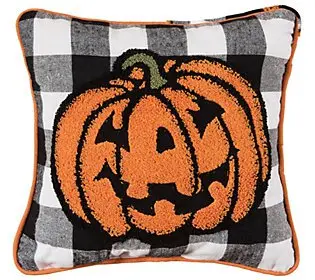 C&F HOME Jack-o -lantern Check Pillow Valerie
