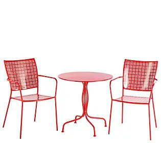 ALFRESCO HOME Outdoor Red Bistro Set Table & St Ackable Chairs
