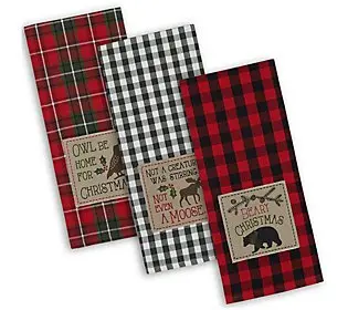 DESIGN IMPORTS Set Of 3 Cabin Christmas Kitchen Towels