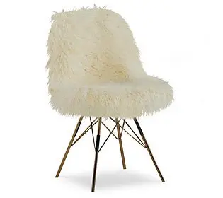 LINON Home Riley Faux Fur Comfy Armless Home Of Fice Chair
