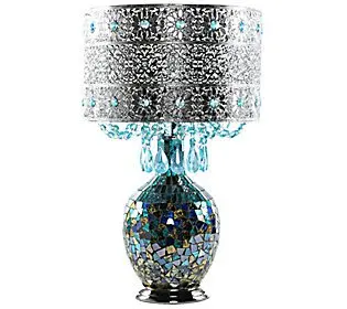 RIVER OF GOODS Metal & Mosaic Table Lamp With C Ystals