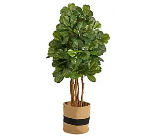 NEARLY NATURAL 5' Fiddle Leaf Fig Cotton Planter Nearly Nat Ural