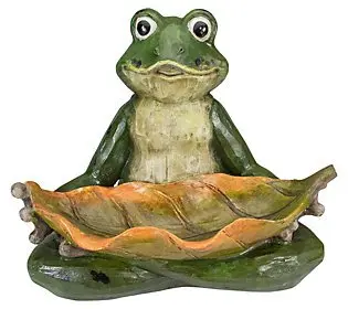 NORTHLIGHT 14' Green Frog W/leaf Birdfeeder Gar En Statue