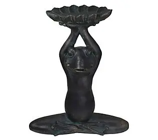 NORTHLIGHT 22.25' Gray Yoga Frog W/ Bird Feeder Garden Statue
