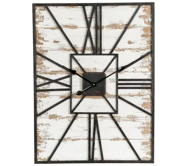 GLITZHOME Ship Lap Farmhouse Fusion Wall Clock