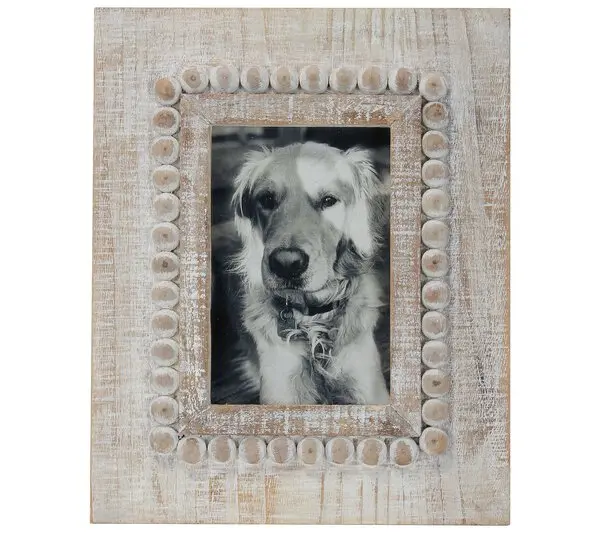 FORESIDE HOME & GARDEN 4 X 6 Inch Wood Bead Woo D Picture Fram