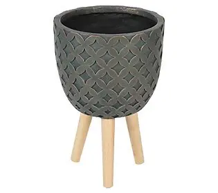 LUXEN HOME Luxenhome Butterfly Brown 12.3' Round Mgo Plant R W/legs