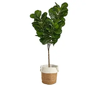 NEARLY NATURAL 6' Fiddle Leaf Fig Jute/cotton Planter Nearl Y Natural