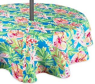 DESIGN IMPORTS Summer Floral Tablecloth W/ Zipp Er 52' Round