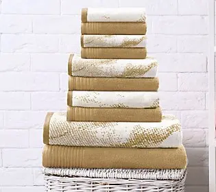 SUPERIOR Marble Effect 10 Pc Cotton Towel Set