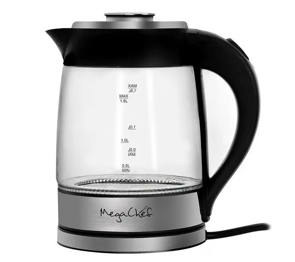 MEGACHEF 1.8 Liter Cordless Glass Kettle With I Nfuser