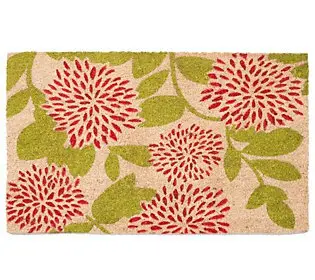 NATURE MATS BY GEO Red Floral With Green Leaves Doormat With Pvc B Acking