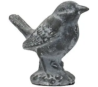 FORESIDE HOME & GARDEN Whitewashed Metal Bird F Igurine