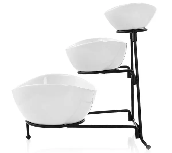 ELAMA 3 Tier Oval Bowl Porcelain Serveware Set