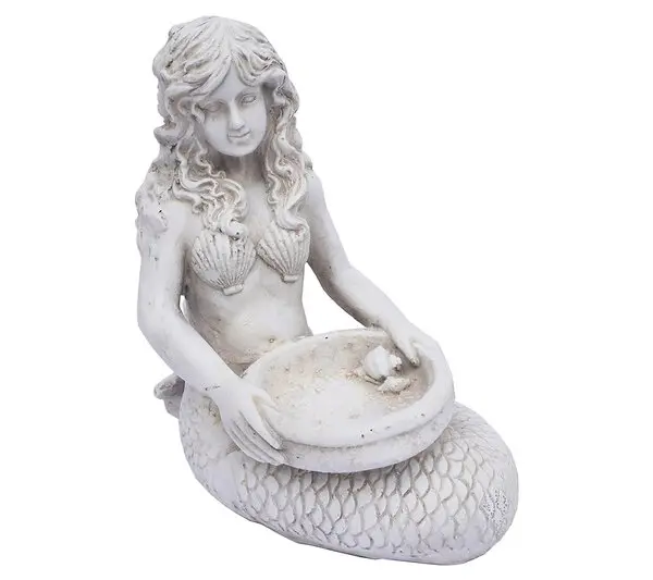 SANTA'S WORKSHOP Cold Cast Mermaid Birdbath By