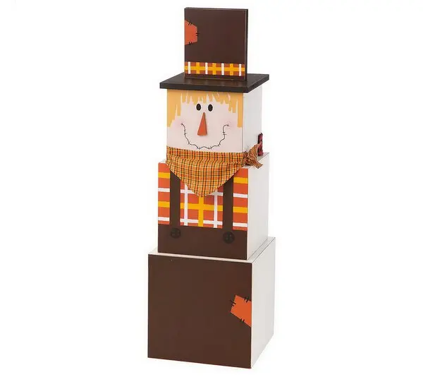 GLITZHOME Reversable Snowman Scarecrow Stacking Porch Buddy