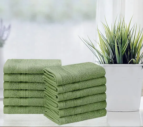 SUPERIOR Cotton 12 Piece Solid Absorbent Face T Owel Set