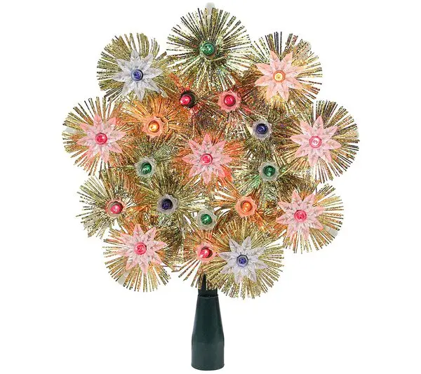NORTHLIGHT Retro Tinsel Snowflake Christmas Tre E Topper