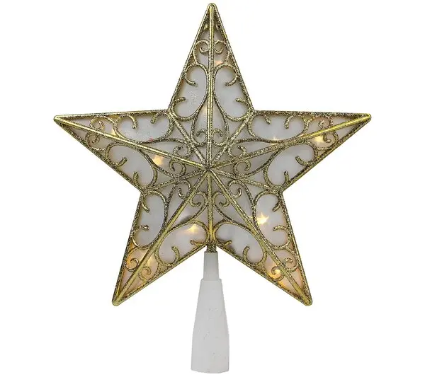 NORTHLIGHT Glitter Star Led Christmas Tree Topp Er