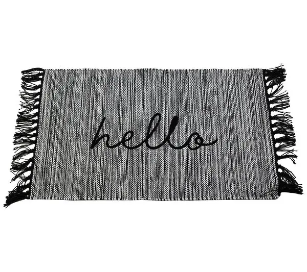 FORESIDE HOME & GARDEN Hand Woven I/o 'hello' 3 4x20 Rug