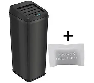 ITOUCHLESS 14-gal Space-saving Trash Can Sx B Lack Steel