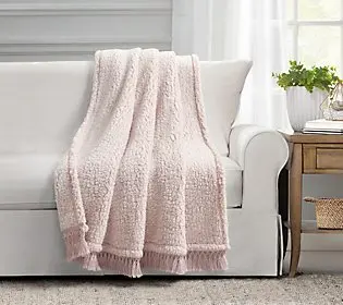 LUSH DECOR Sherpa Tassel Fringe Throw 50' X 60