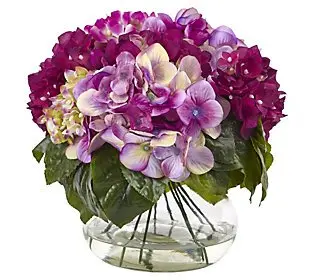NEARLY NATURAL Multi-tone Hydrangea With Vase Nearly Natura L