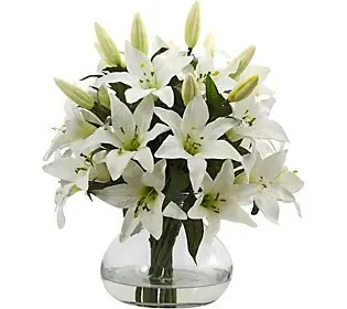 NEARLY NATURAL Large Lily Arrangement With Vase Nearly Natu Ral