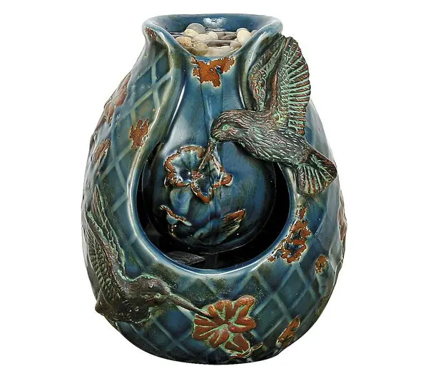 FORESIDE HOME & GARDEN Blue Verdigris Hummingbi Rd Fountain