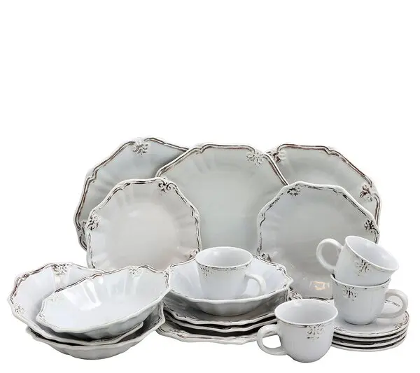 ELAMA Fleur De Lys 20-piece Dinnerware Set Wh Ite