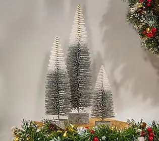 GERSON INTERNATIONAL S/3 Grey To White Ombre Bottle Brush Trees G Rson Co