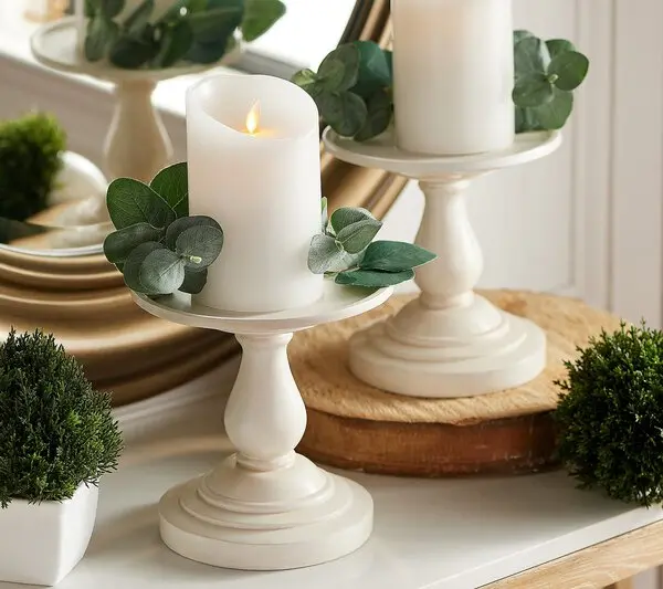 VALERIE PARR HILL Set Of 2 7' Pedestal Candle Holders Valerie