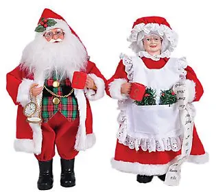 SANTA'S WORKSHOP 15' Set Of 2 Mr. And Mrs. Claus Santa's Work Shop