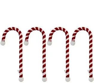 HAUTE DECOR Set Of 4 Velvet Candy Cane Stocking Holders