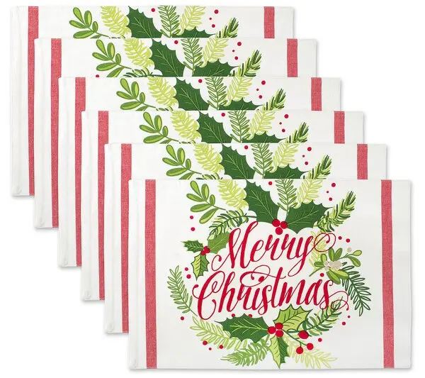 DESIGN IMPORTS Merry Christmas Printed Placemat S, Set Of 6