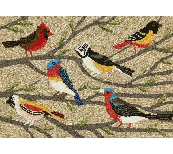 LIORA MANNE Front Porch Birds In-out Rug Multi 0' X 30