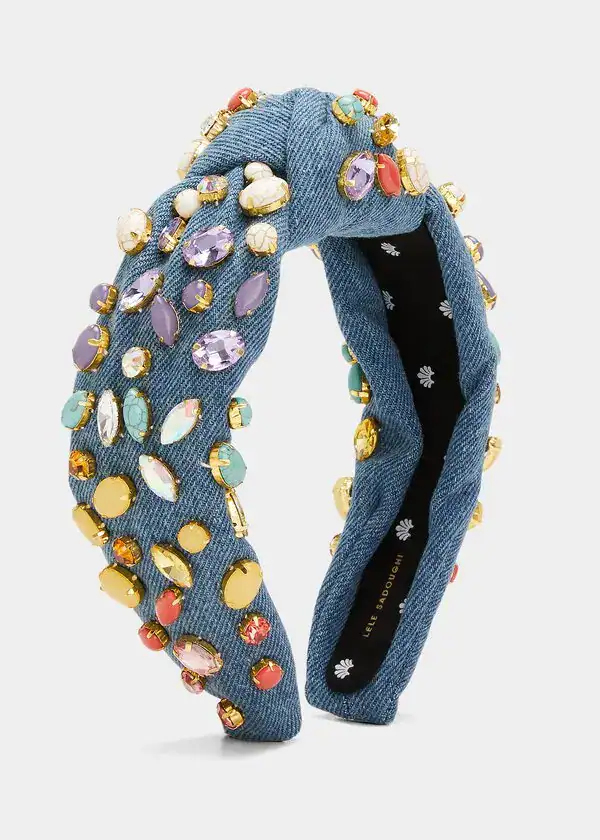 Lele Sadoughi Knot Crystal Denim Headband - Multi | Editorialist display picture 2