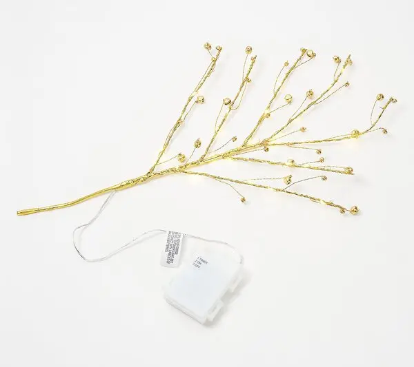 SCOTT LIVING Gold Jingle Bell Pick With Led Fairy Lights