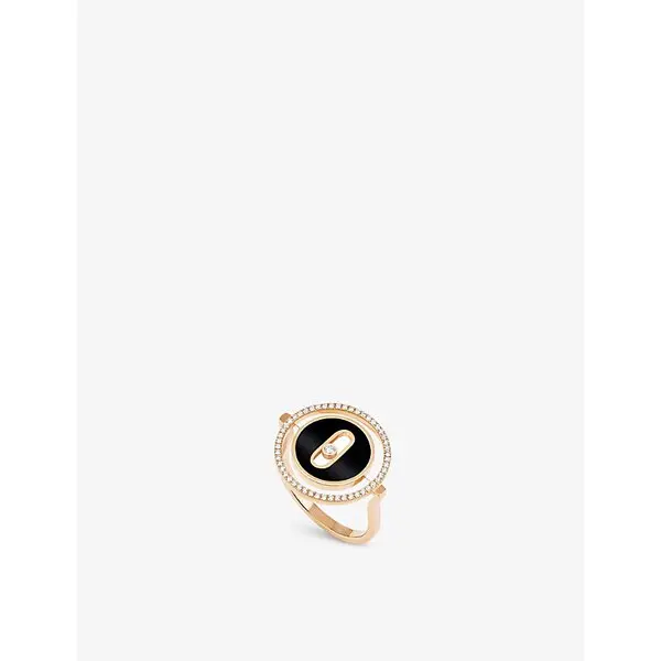 Messika Lucky Move Diamond, And Onyx Ring - Rose Gold