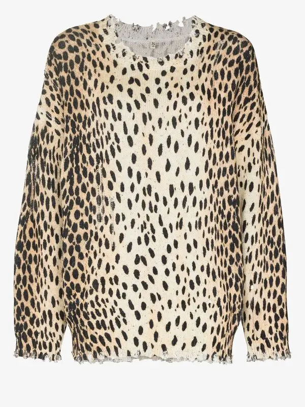 R13 Cheetah Print Cotton Sweater - Neutrals | Editorialist