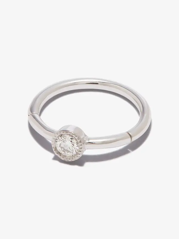 MARIA TASH 18k White Gold Diamond Hoop Earring - Silver