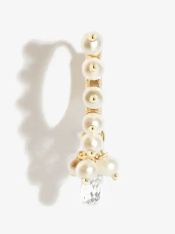 Maria Tash 18k Yellow Coronet Diamond And Pearl Hoop Earring In
