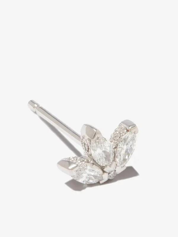 MARIA TASH 18k White Gold Diamond Lotus Stud Earring - Silver