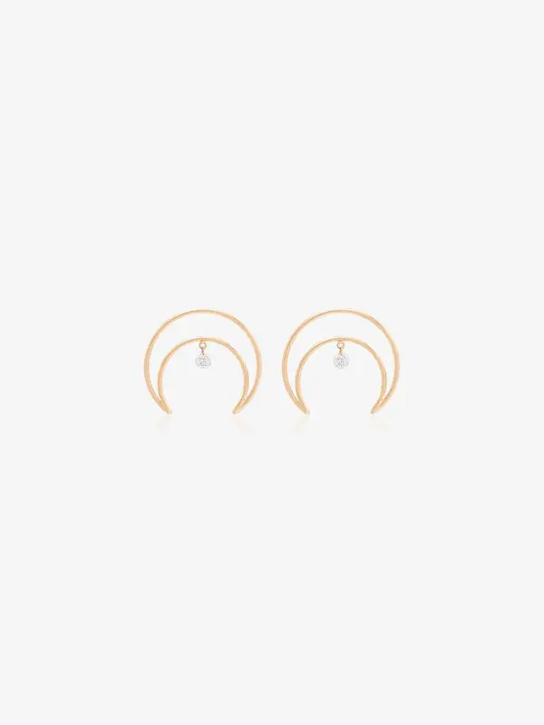 PERSEE 18k Crescent Moon Diamond Earrings