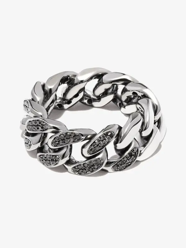 Shay 18k Black Gold Diamond Flat Link Ring