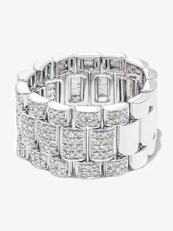 Shay 18k White Gold Rail Link Diamond Ring