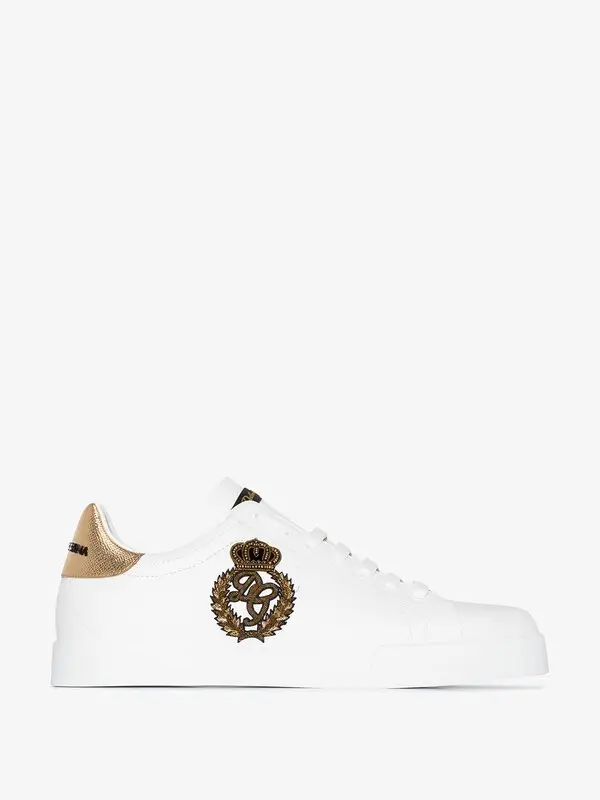 Dolce & Gabbana Portofino Leather Sneakers - White