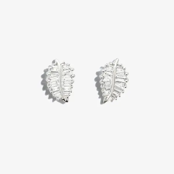 ANITA KO 18k White Gold Palm Leaf Diamond Earrings - Silver